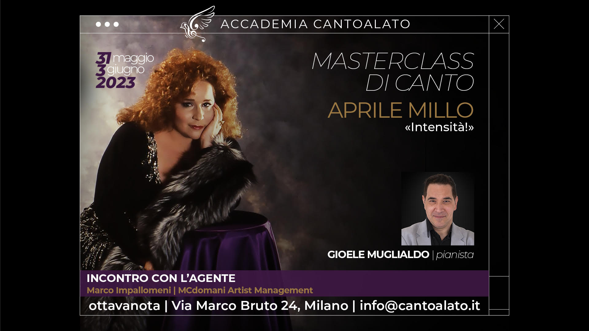 MASTERCLASS DI CANTO CON APRILE MILLO - Ottavanota MASTERCLASS DI CANTO CON APRILE MILLO - Ottavanota